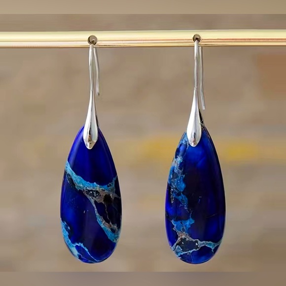 Jewelry | Nwtdark Blue Imperial Stone Set In Silver Overlay | Poshmark
